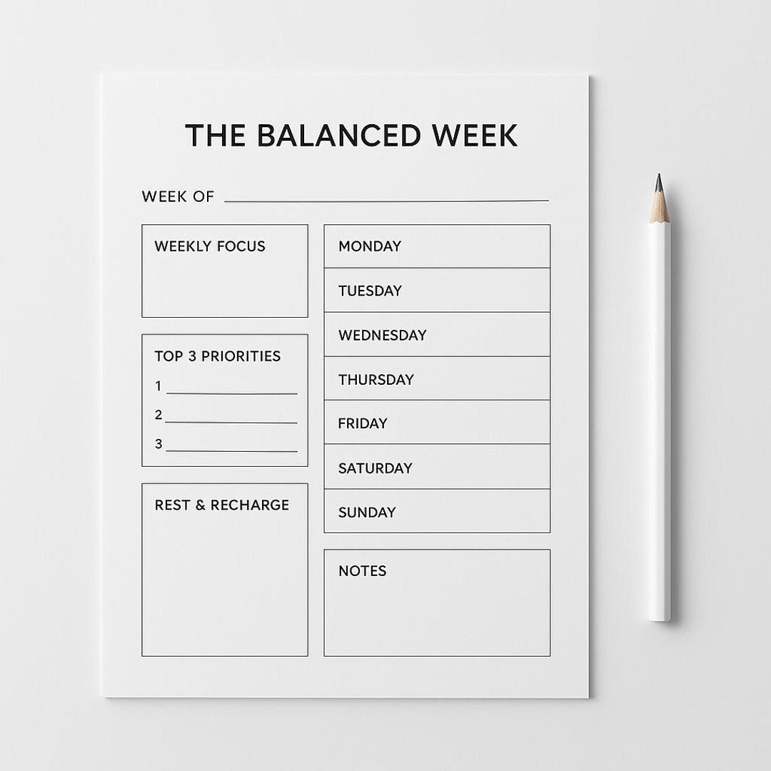 Minimalist One-page Weekly Planner – Printable Digital Planner - Etsy