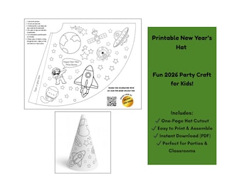 Printable New Year’s Party Hat – Kids DIY Craft – Instant Download ...