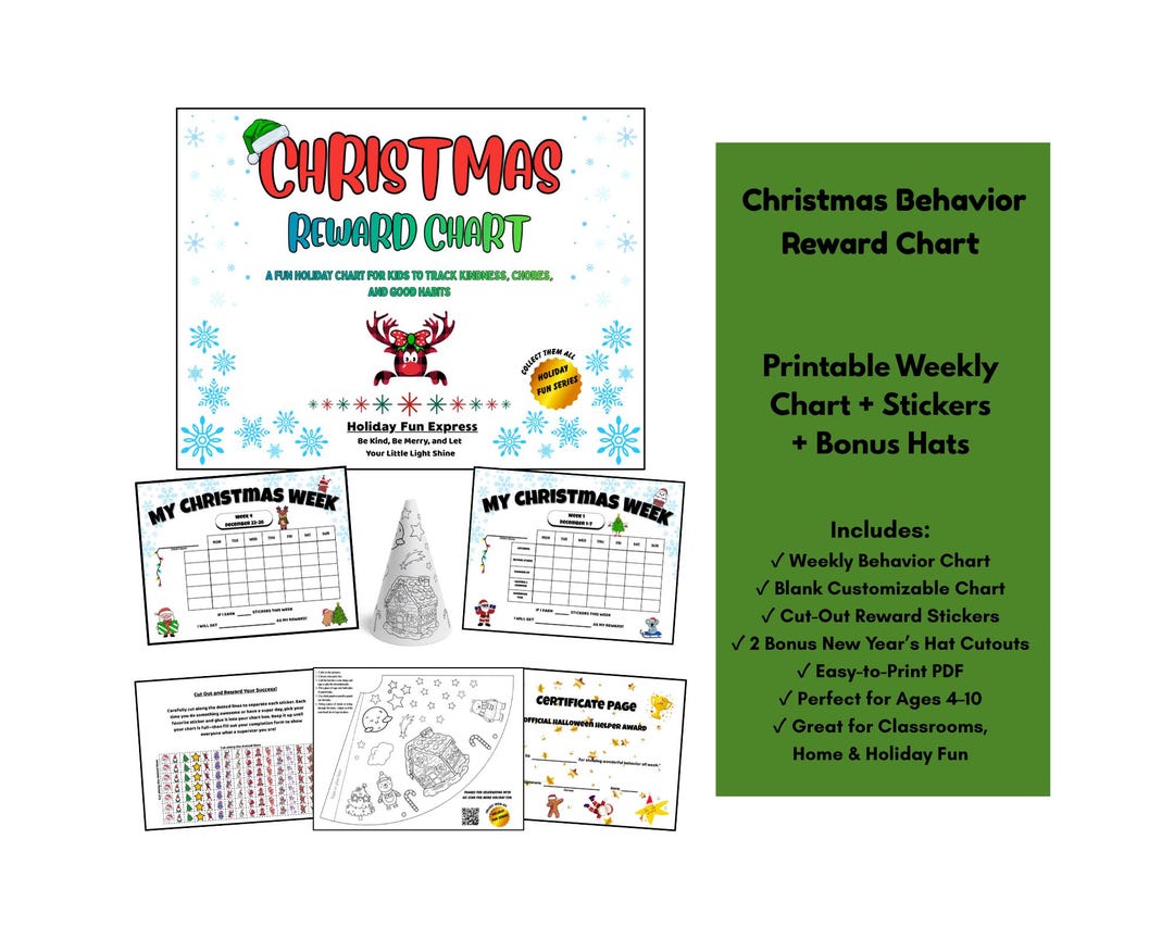 Christmas Kids Behavior Reward Chart – Printable Holiday Chore Chart ...