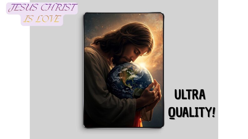Christian Tablet Wallpaper – Original Art, Jesus Embracing the Earth ...