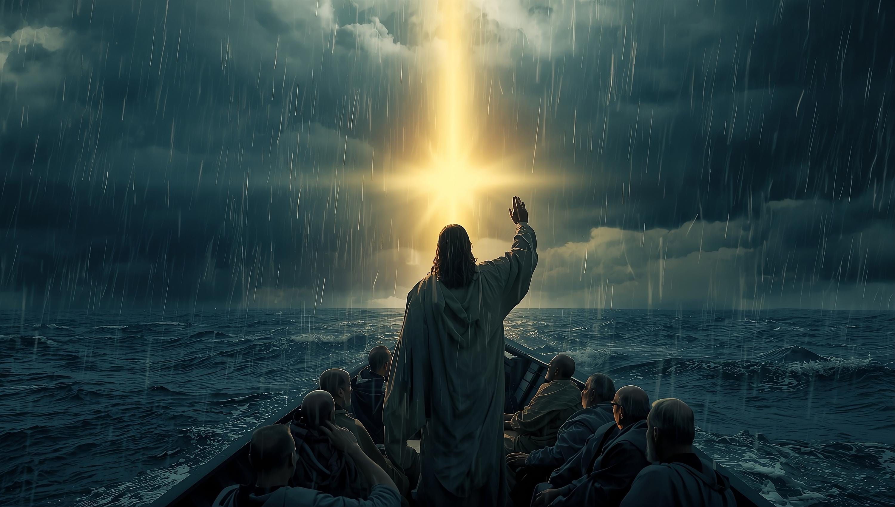 Jesus Calming the Waters Desktop Wallpaper – Christian Art (digital ...