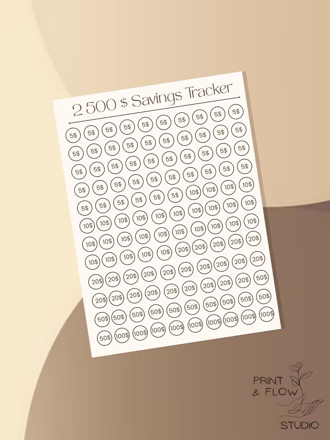 2,500 Dollar Savings Challenge | Simple Printable Tracker | Money ...