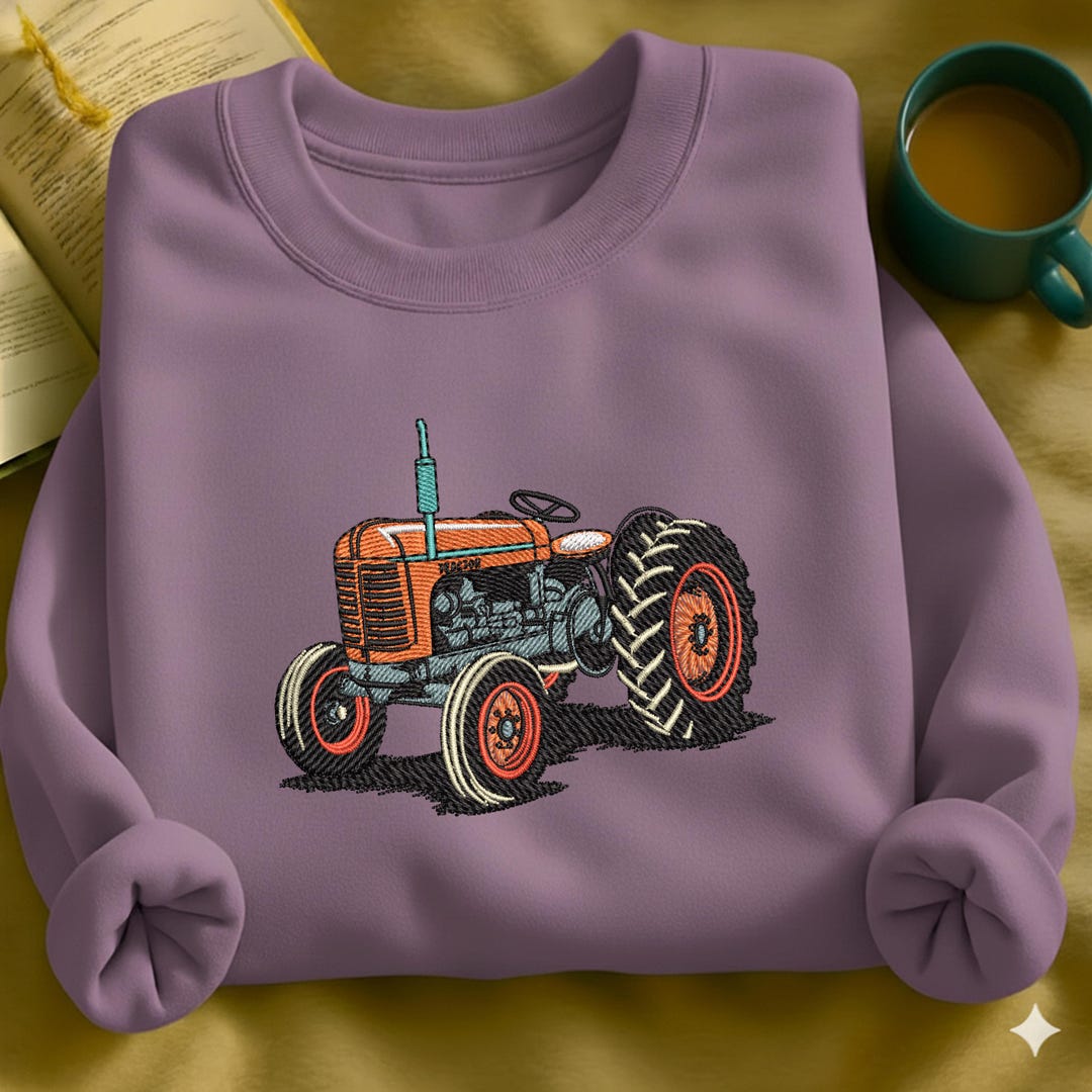 Vintage Tractor Embroidery Design, Farm Tractor Stitch Pattern, Rustic ...