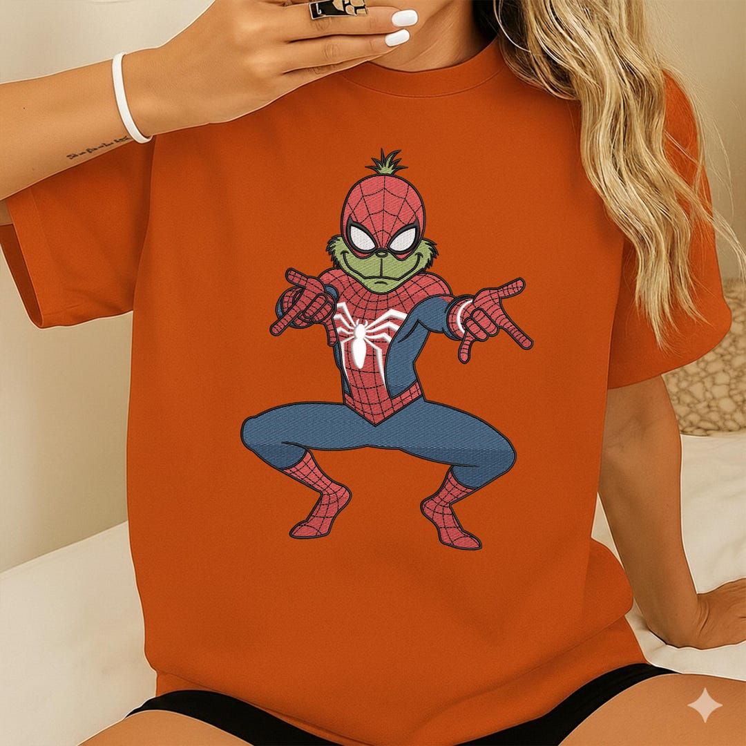 Spider-man Grinch Face Embroidery Design, Xmas Digital File Instant ...