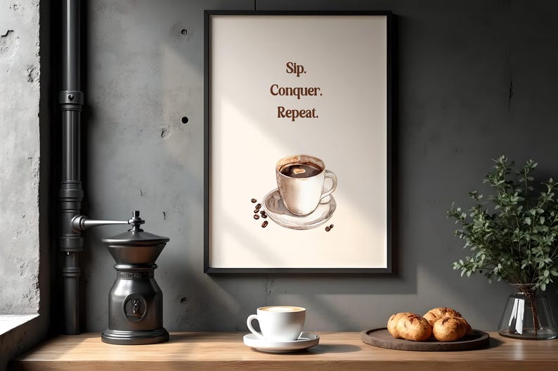 Minimalist Coffee Bar Print, Coffee Lover Gift Wall Art, Trendy Kitchen ...