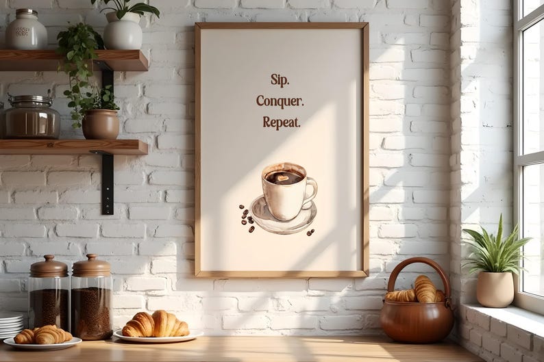 Minimalist Coffee Bar Print, Coffee Lover Gift Wall Art, Trendy Kitchen ...