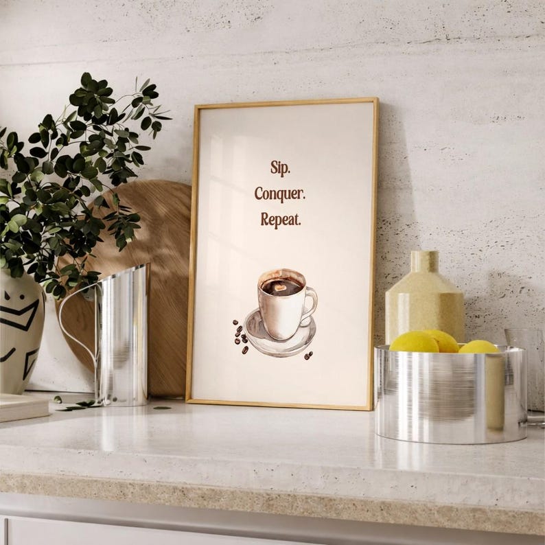 Minimalist Coffee Bar Print, Coffee Lover Gift Wall Art, Trendy Kitchen ...