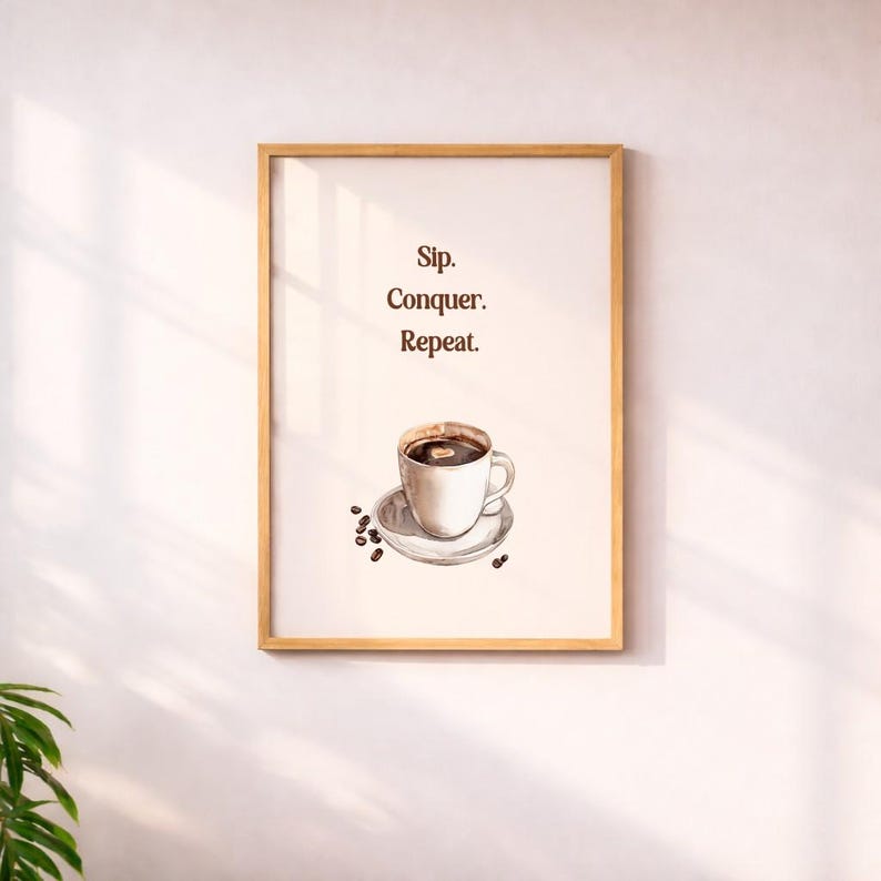 Minimalist Coffee Bar Print, Coffee Lover Gift Wall Art, Trendy Kitchen ...
