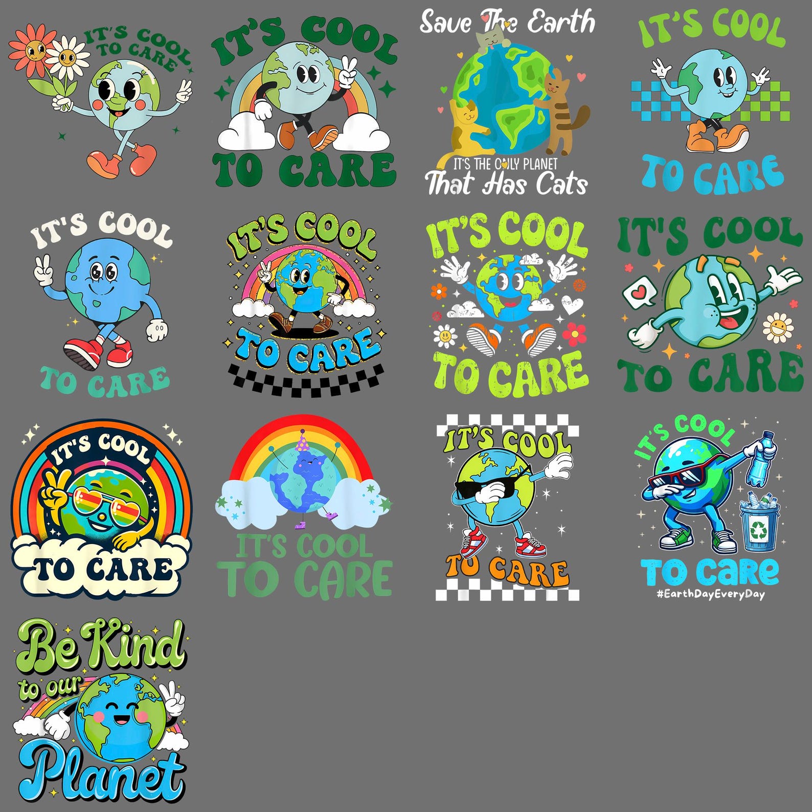 Retro Earth Day Clipart | Groovy Planet PNG (digital Download) - Etsy