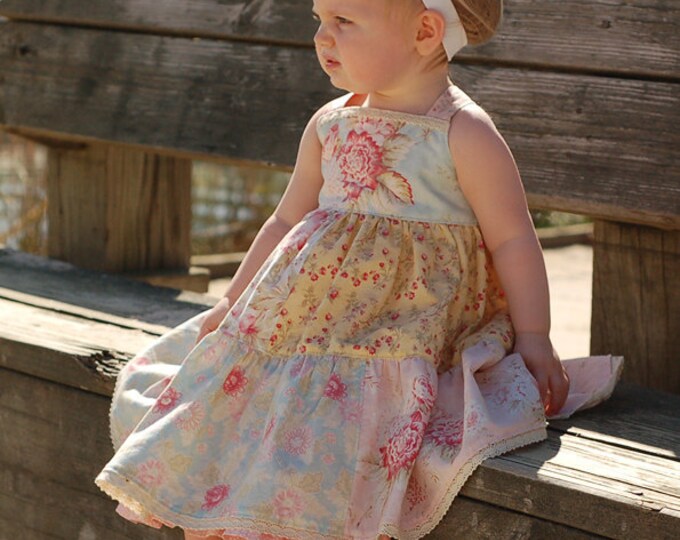 Seaside Rose Patchwork and Lace Halter Dress by Littleellaroo - Etsy