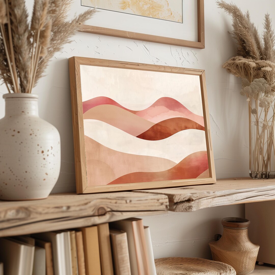 Abstract Desert Waves Wall Art – Boho Minimalist Neutral Landscape ...