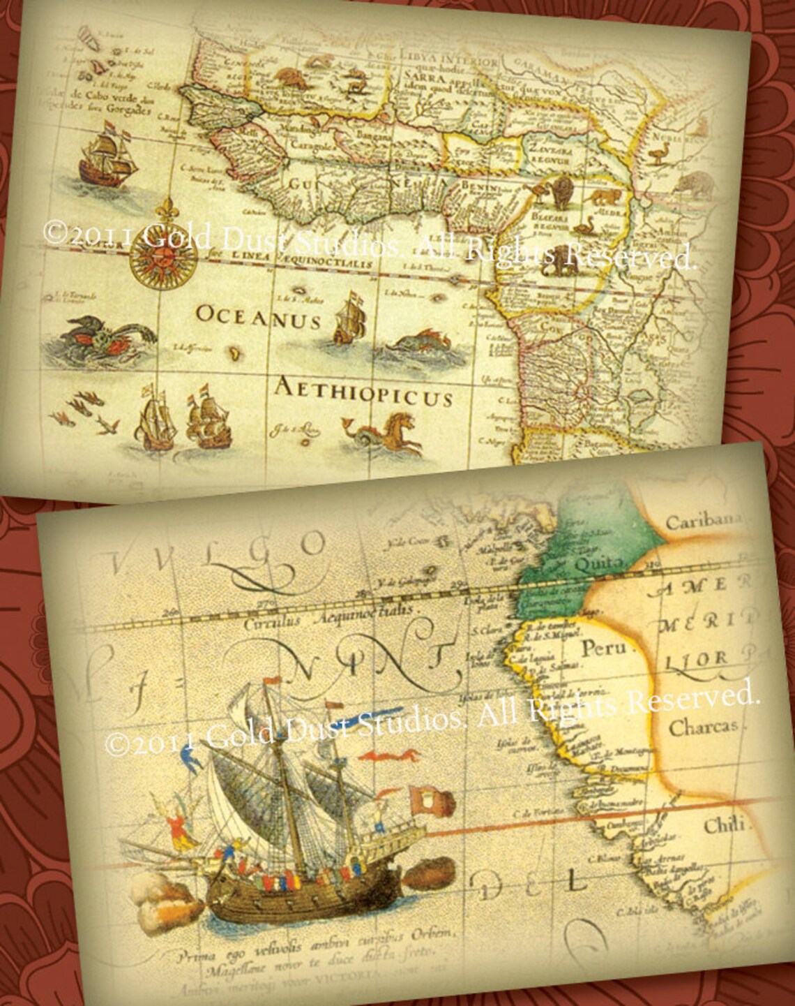 Antique Maps - Labels/tags/cards - Set of 8 - Digital Collage Sheet ...