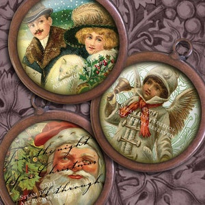 Victorian Old Fashioned Christmas - 32mm Circles - Digital Collage ...