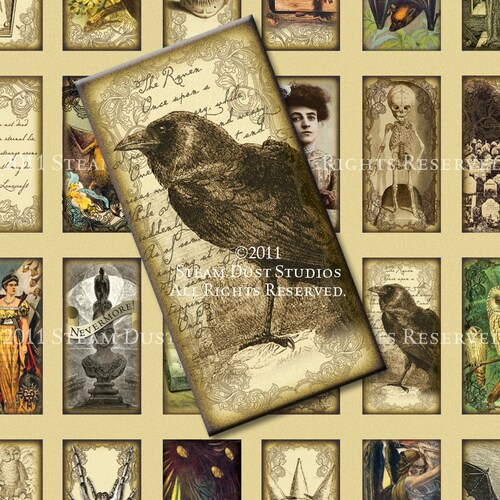 THE RAVEN Digital Printable Collage Sheet Edgar Allen Poe | Etsy