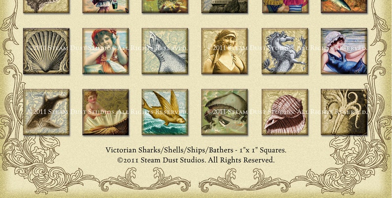 Victorian Sharks, Ships, Shells, Sea Life, Vintage Bathing Beauties - 1 ...