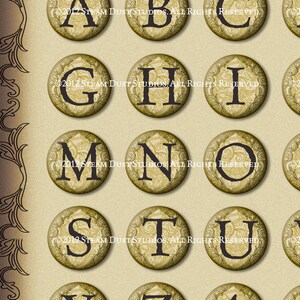 Textured Victorian Alphabet and Numbers - 1 Inch Circles - Digital ...