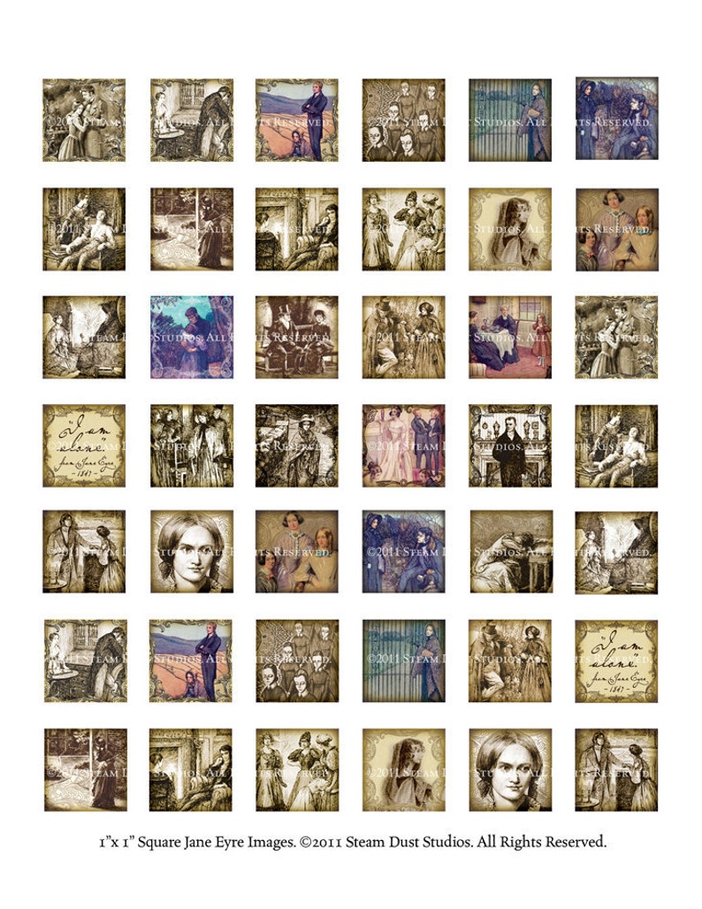 Jane Eyre - 1x1 Inch Square Images - Victorian - Literary - Digital ...