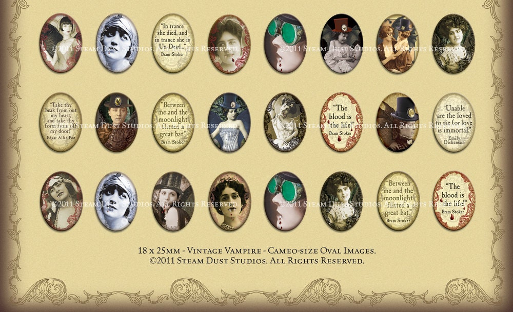 Vintage Vampires -victorian, Goth, Steampunk Flapper Girls - 18x25mm ...