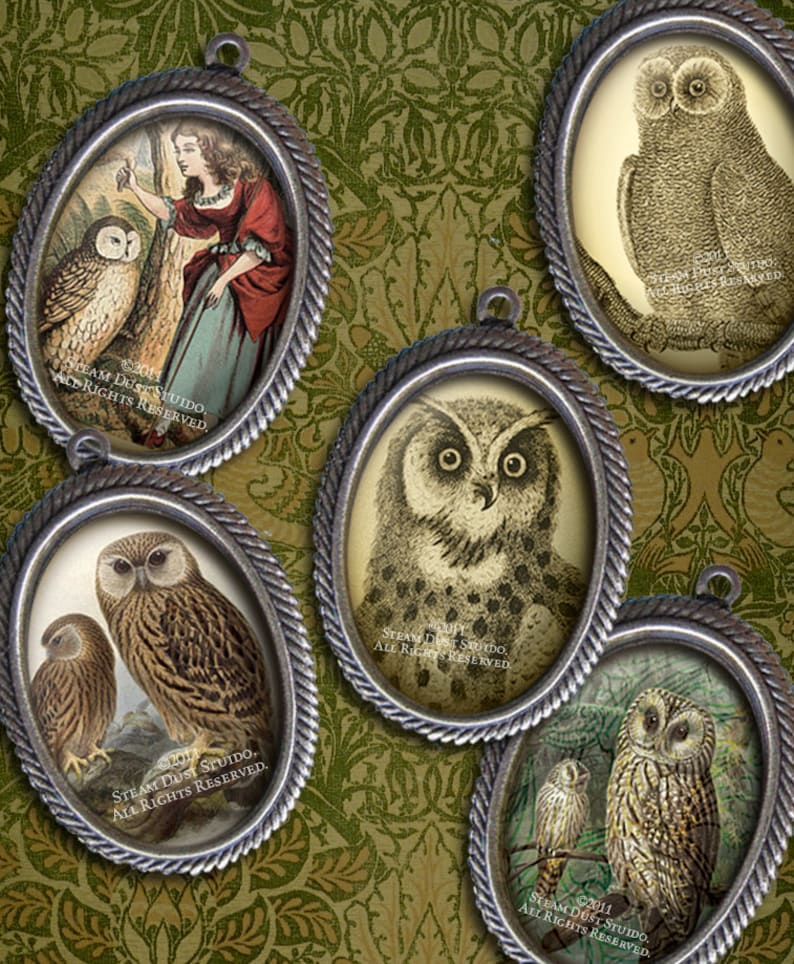 18 x 25mm Simply Victorian Owls Cameo-Size Oval Images | Etsy