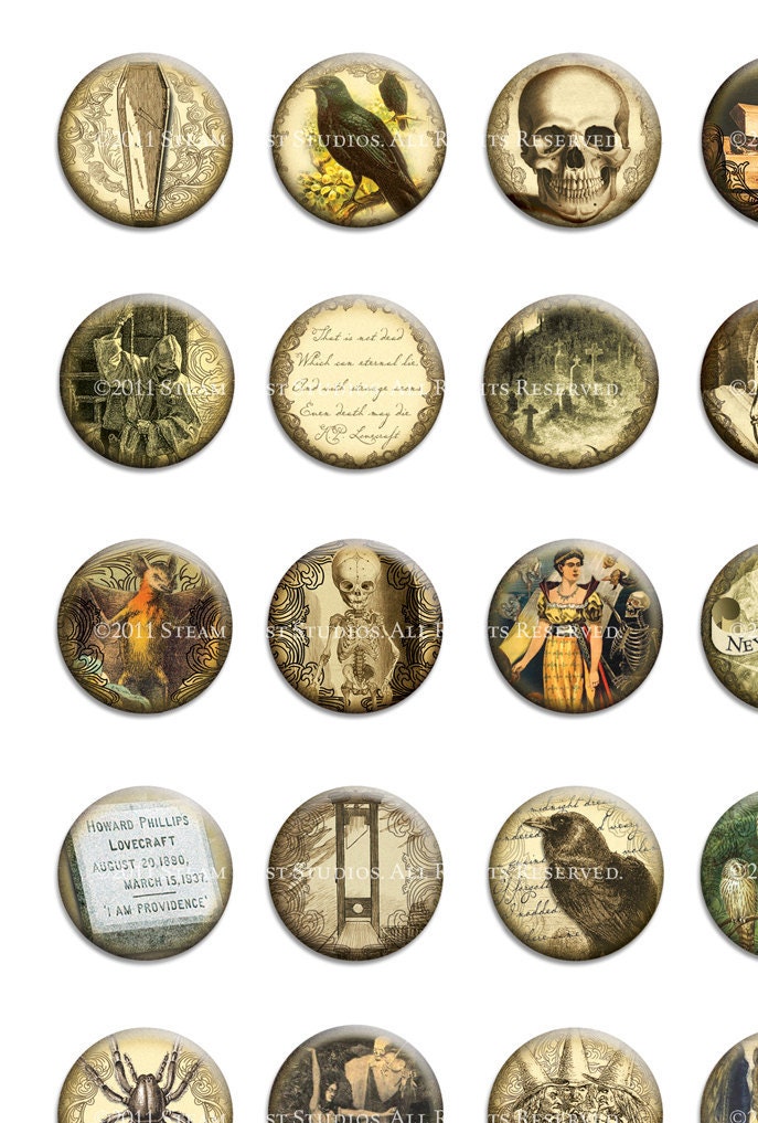 Victorian Goth Digital Collage Sheet - Poe, Lovecraft, Skulls, Vampire ...