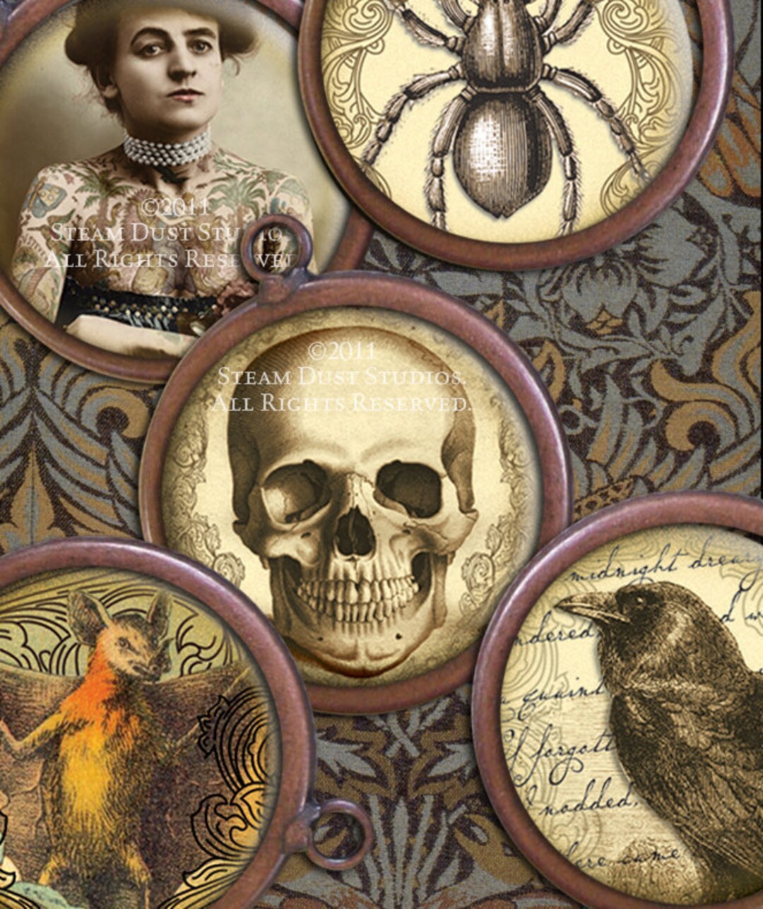 Victorian Goth Digital Collage Sheet - Poe, Lovecraft, Skulls, Vampire ...