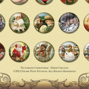 Victorian Old Fashioned Christmas - 32mm Circles - Digital Collage ...