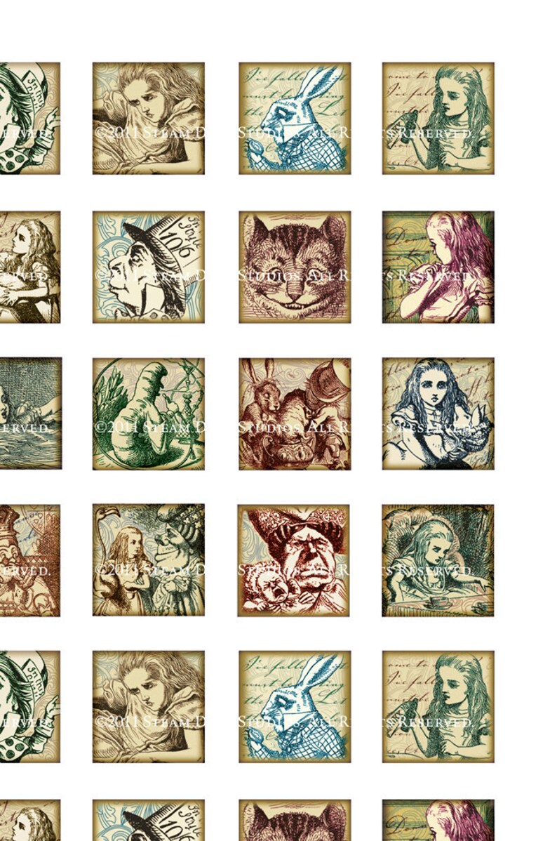 Alice in Wonderland With Victorian Textures - 1x1 Inch Squares - Lewis ...