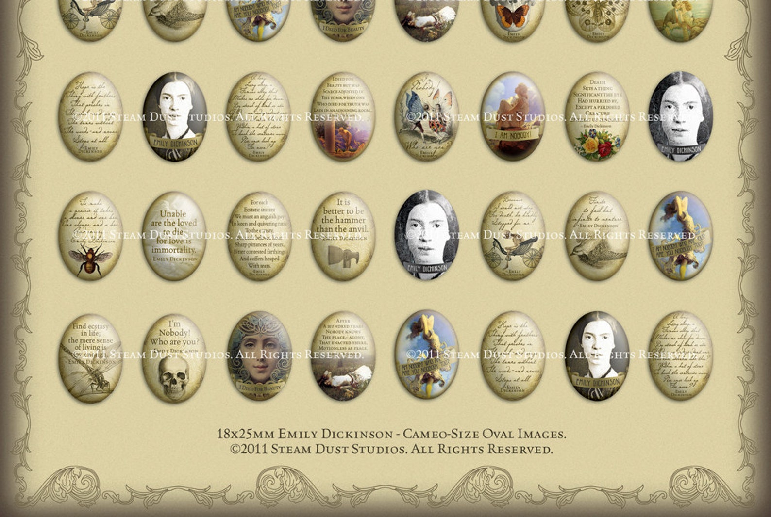 Emily Dickinson - 18 X 25mm Ovals - Victorian Goth - Poetry - Quotes ...