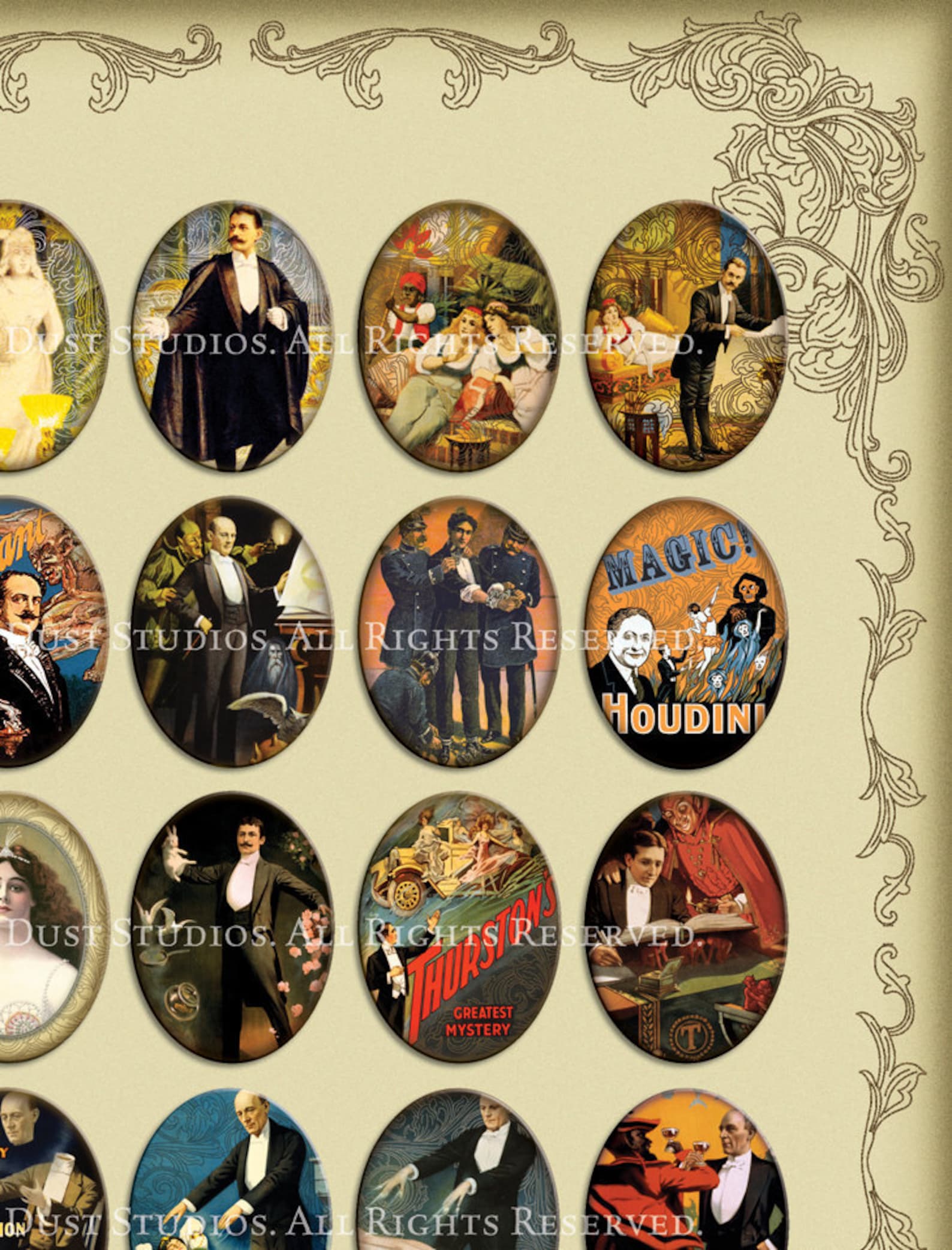 Vintage & Victorian Magic and Magicians 30x40mm Cameo-size Oval Images ...