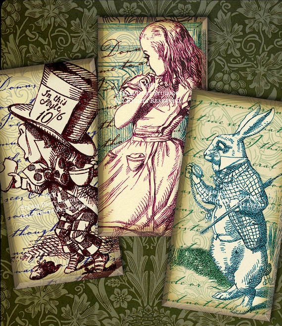 Victorian Textured Alice in Wonderland 1x2 Dominoes | Etsy
