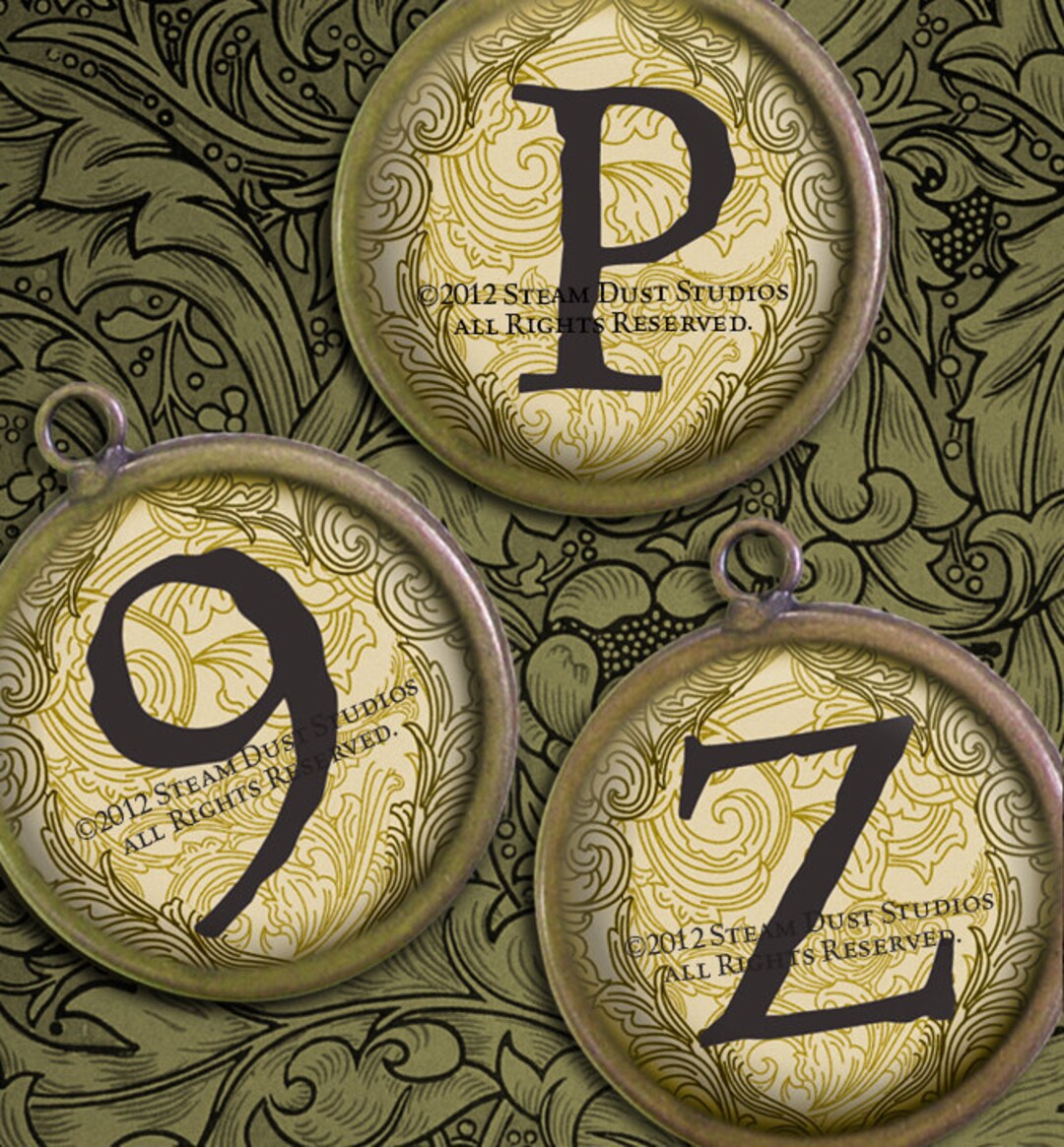 Textured Victorian Alphabet and Numbers - 1 Inch Circles - Digital ...