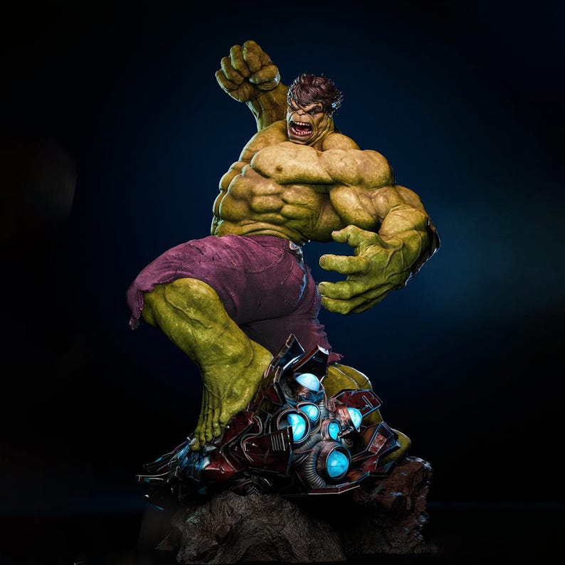 Hulk Fanart STL Statue + Bust | Multiple Scales | Angry Green Titan ...