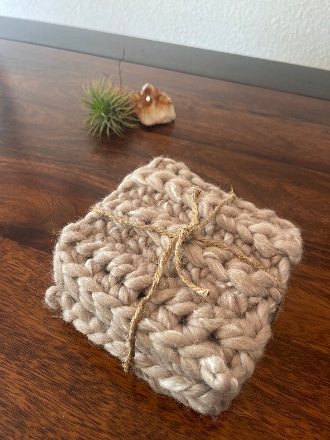 Neutral Rustic Farmhouse Coaster Set Chunky Knit Coaster - Etsy