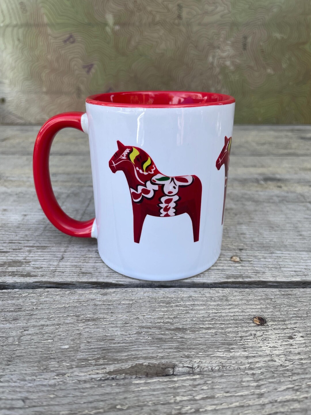 Red Dala Horse Mug Swedish Gift Coffee Lover Sweden Kitchen Decor ...