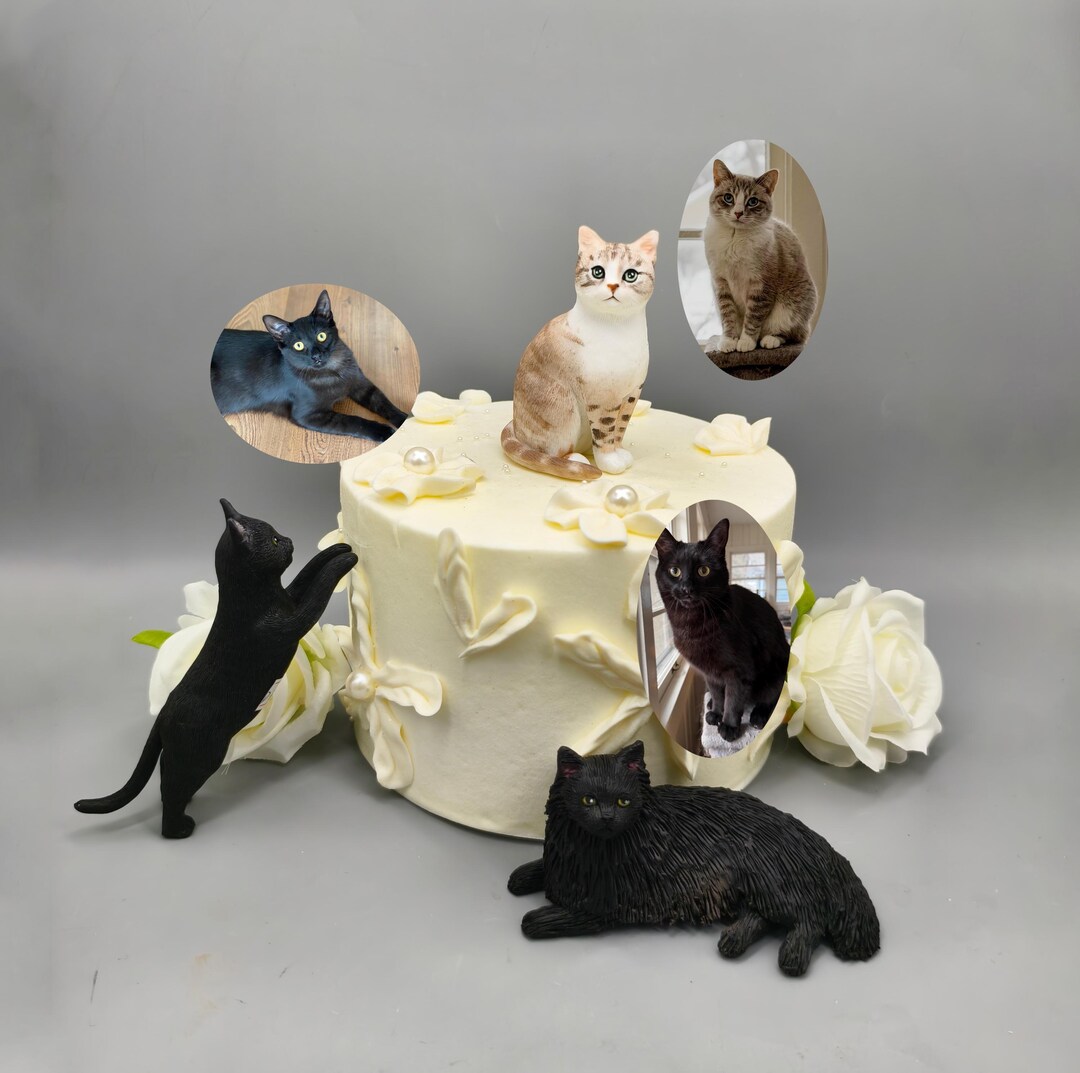 Custom Cat Figurine Cake Topper, Personalized Cat Statue From Photo ...