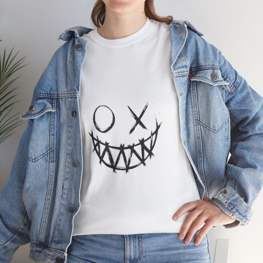 Creepy Smiley Scribble X-eye Stitched Teeth T-shirt | Horror Graphic ...