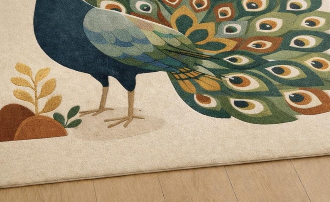 Modern Peacock Design Carpet | Colorful Artistic Mor Pattern Area Rug ...
