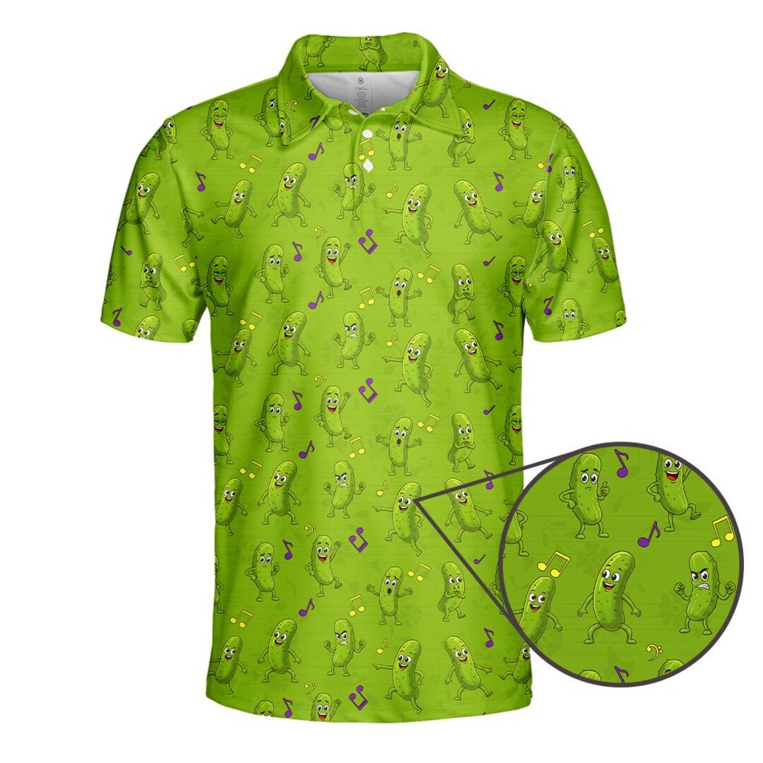 Funny Pickle Polo Shirt for Men Women, Dancing Cucumber Music Print ...