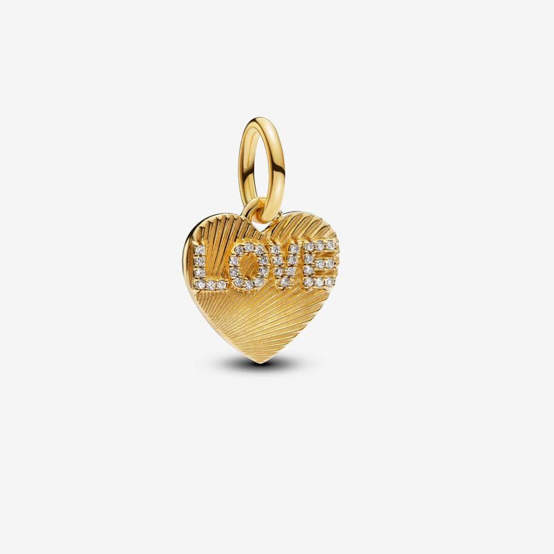New Pandora Gold Love Heart Dangle Charm - Etsy