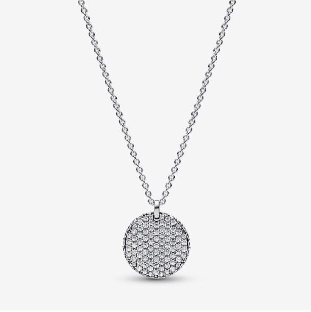 NEW Pandora Timeless Pavé Round Pendant Necklace 45cm ALE S925 Gift Bag ...