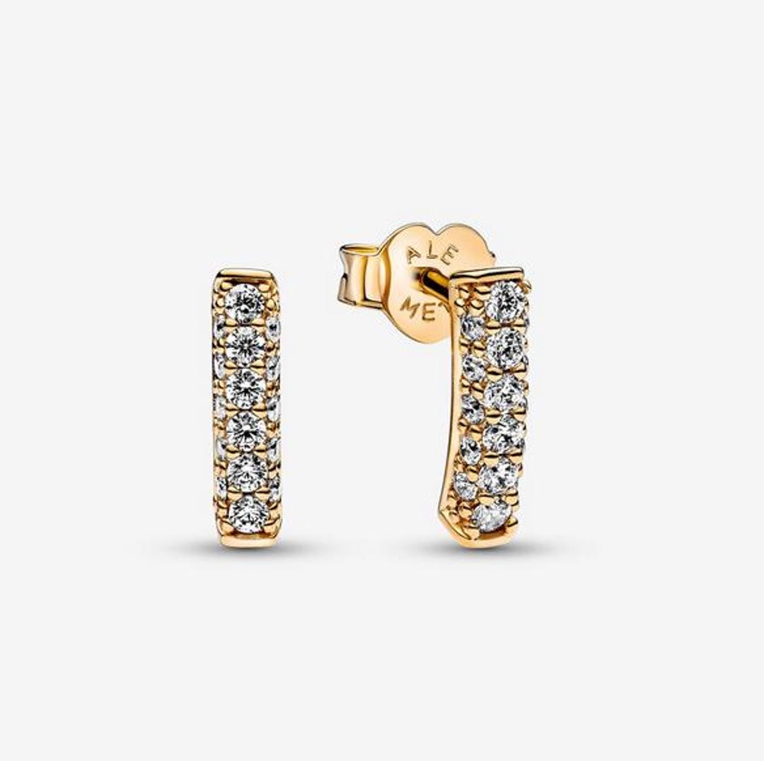 NEW Pandora Timeless Pavé Single-row Bar Stud Earrings - Etsy