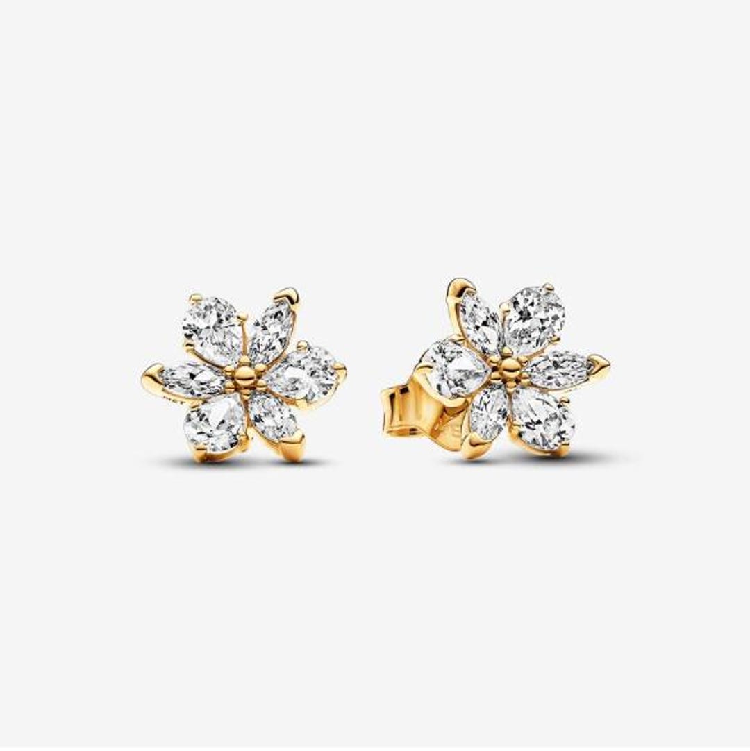 Pandora Sparkling Herbarium Cluster Gold Stud Earrings - Etsy