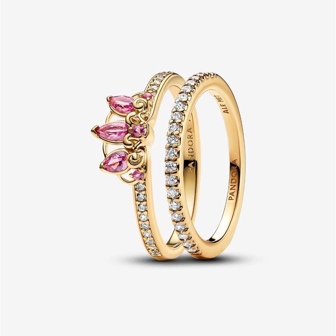 Pandora ALE Gold Rapunzel Sparkling Ring Set - Etsy