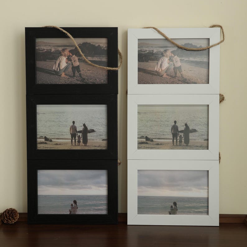 Hanging Triple Photo Frame, 3-frame Wall Display for 4×6 Pictures ...