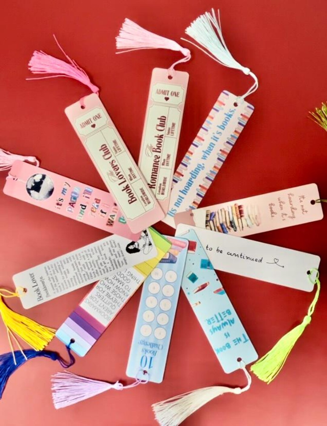 4 Heart & Literary Themed Bookmarks With Tassels| Galentine’s Day Gift ...