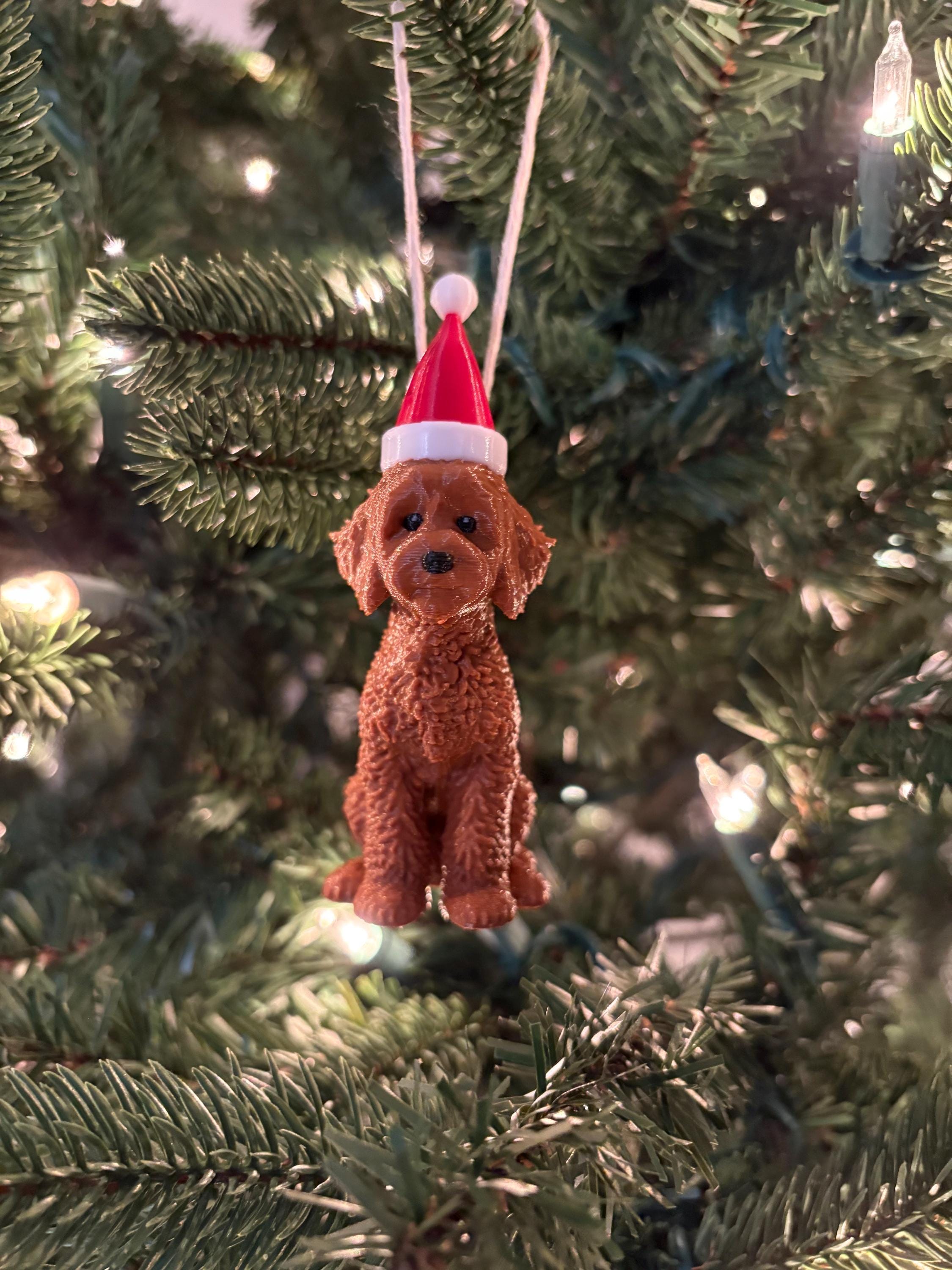 3D Goldendoodle Labradoodle Dog With Santa Hat Christmas Ornament - Etsy