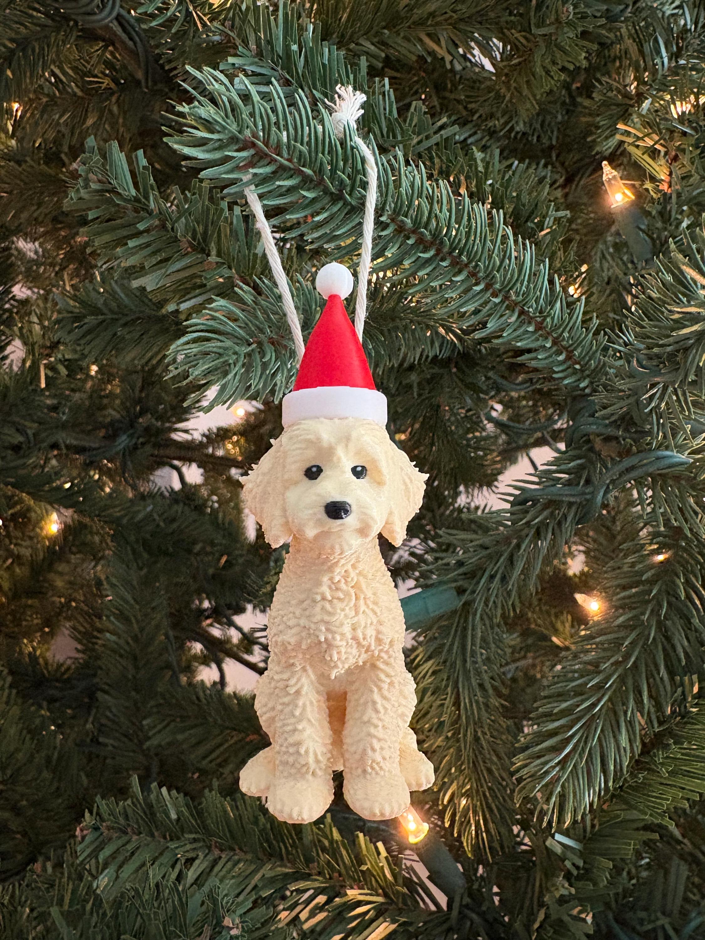 3D Goldendoodle Labradoodle Dog With Santa Hat Christmas Ornament - Etsy