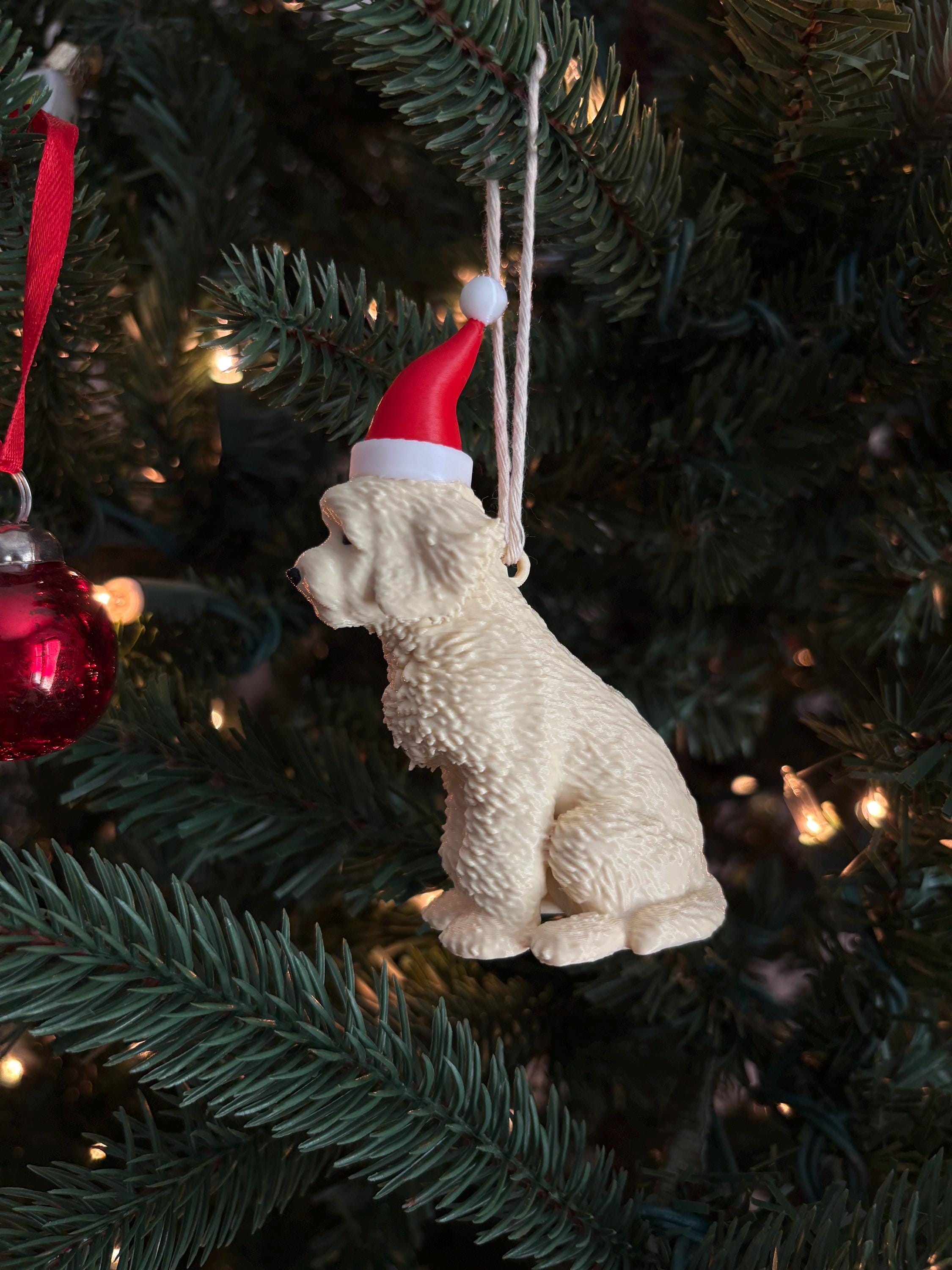 3D Goldendoodle Labradoodle Dog With Santa Hat Christmas Ornament - Etsy