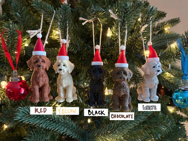 3D Goldendoodle Labradoodle Dog With Santa Hat Christmas Ornament - Etsy