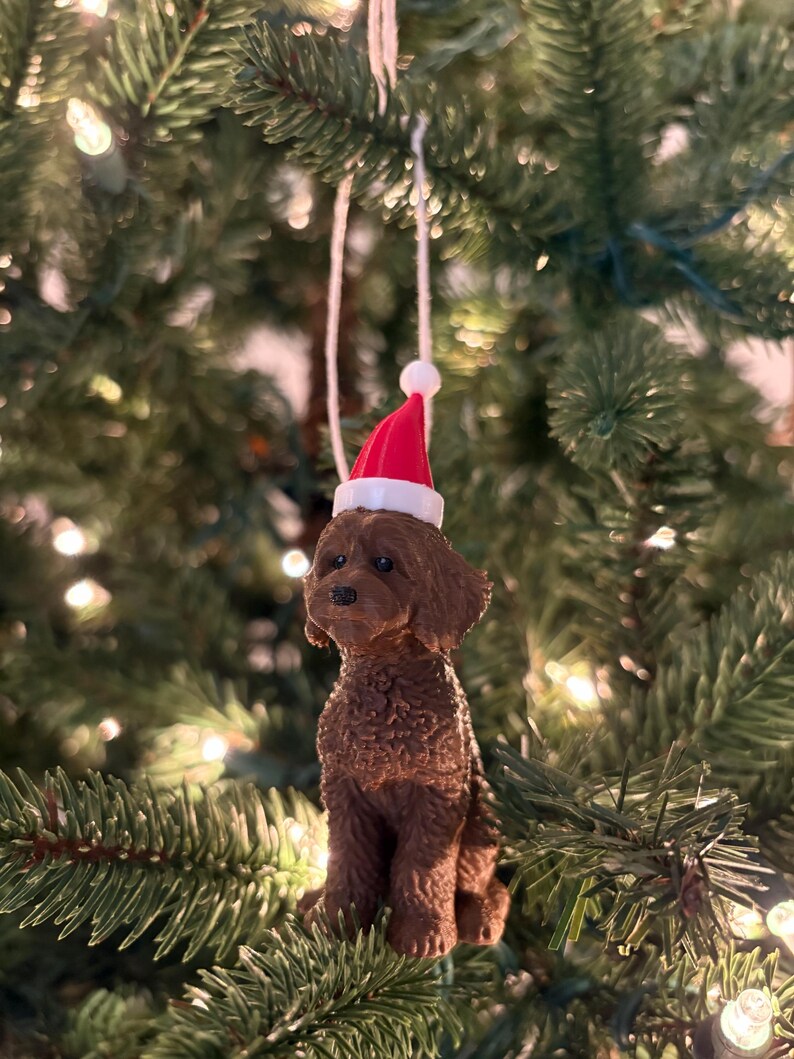 3D Goldendoodle Labradoodle Dog With Santa Hat Christmas Ornament - Etsy